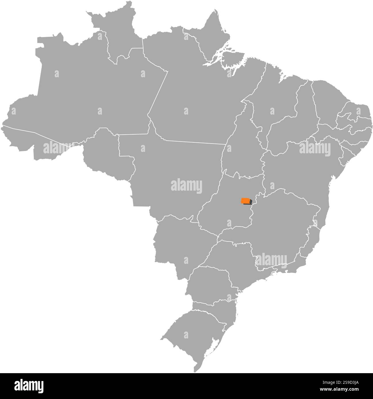 Map of Brazil with the provinces, Brazilian Federal District is ...