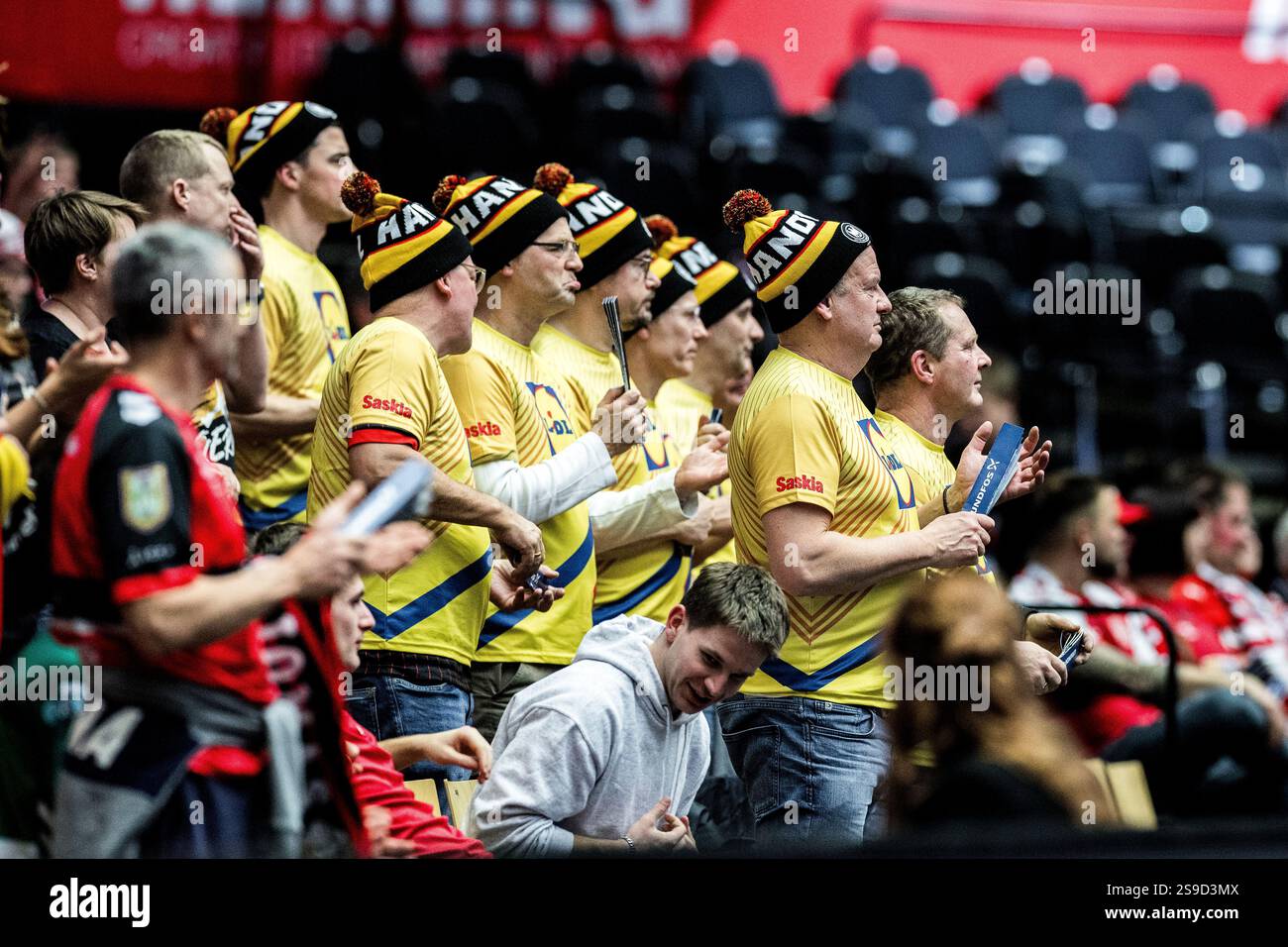 Herning, Denmark. 25th, January 2025. German handball fans seen on the ...