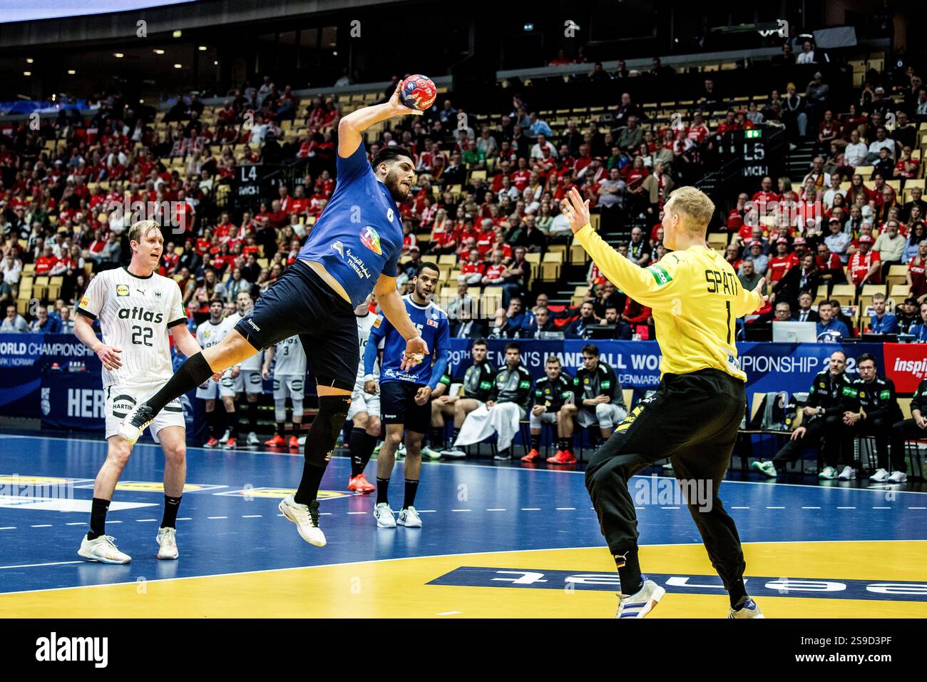 Herning, Denmark. 25th, January 2025. Ghazi Ben Ghali (6) of Tunisia ...