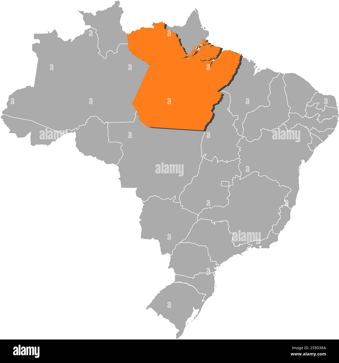 Map of Brazil with the provinces, Pará is highlighted by orange Stock ...