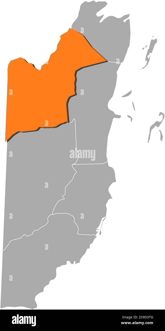 Map of Belize with the provinces, Orange Walk is highlighted by orange Stock Vector Image & Art ...