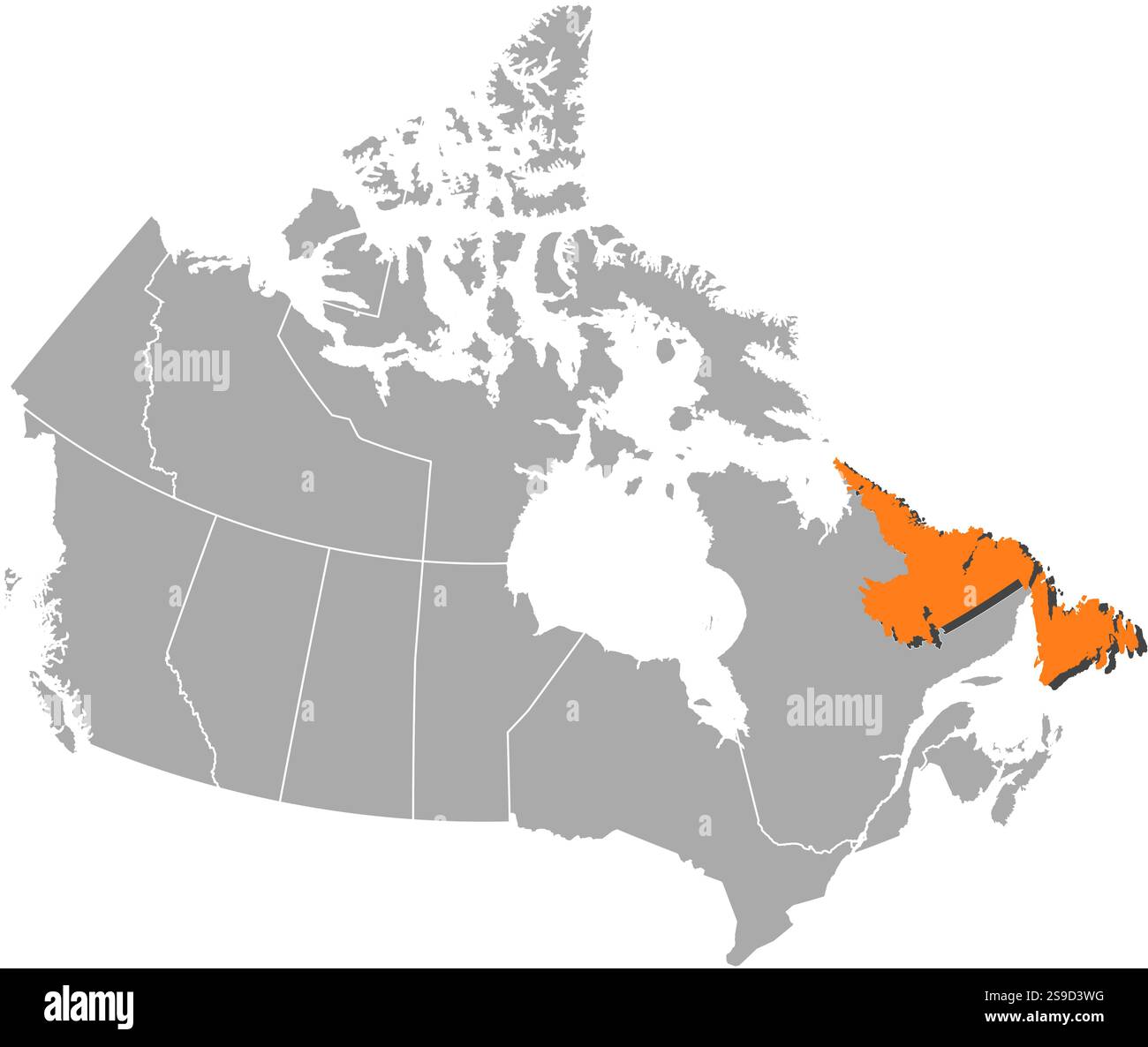 Map of Canada with the provinces, Newfoundland and Labrador is ...