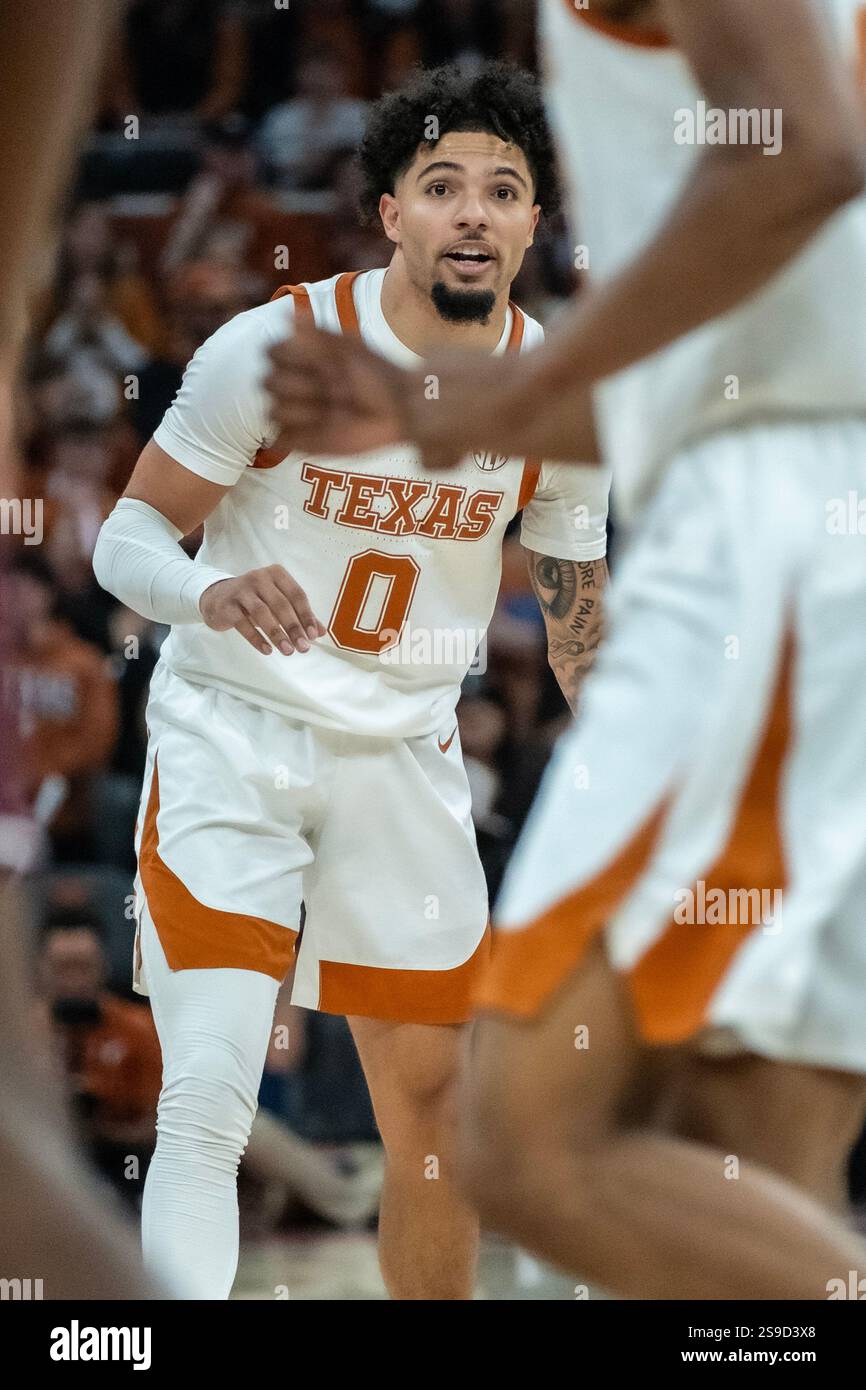 Jan 25, 2025. Jordan Pope (0) of the Texas Longhorns in action vs the ...