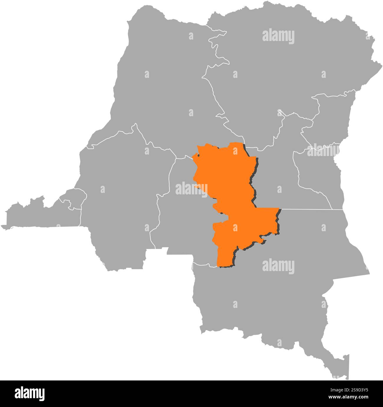 Map of Democratic Republic of the Congo with the provinces, Kasai ...