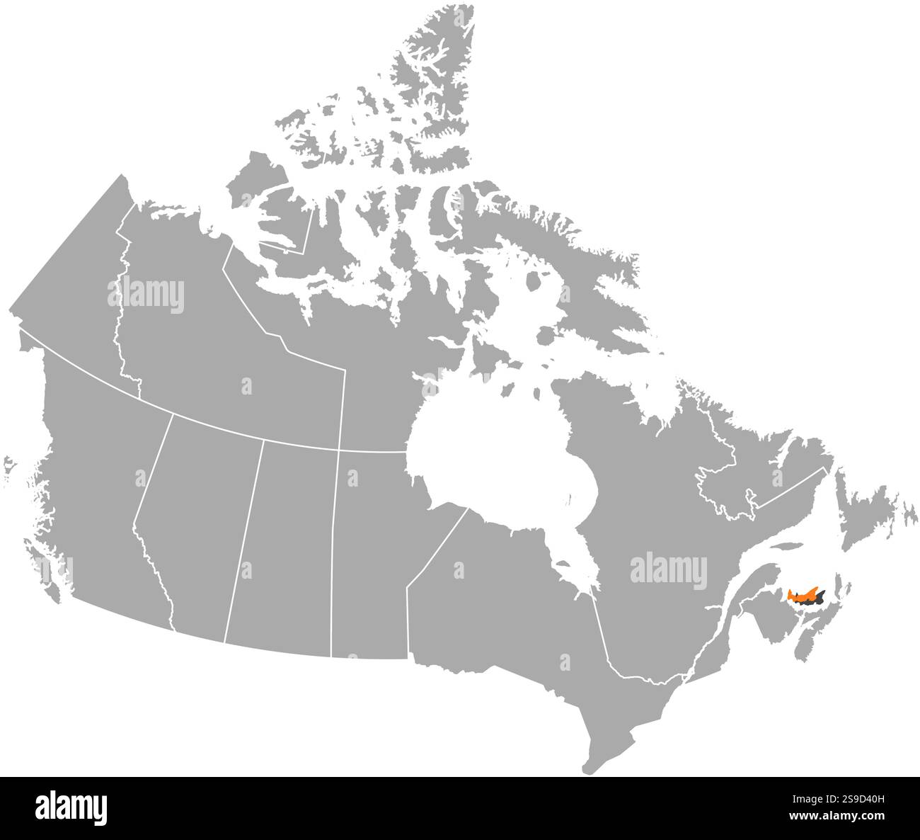 Map of Canada with the provinces, Prince Edward Island is highlighted ...