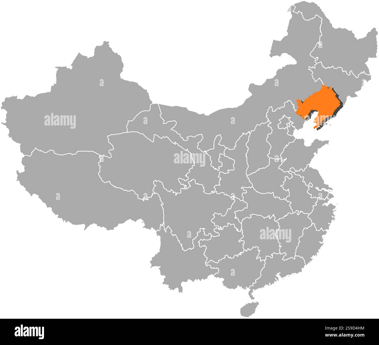 Map of China with the provinces, Liaoning is highlighted by orange ...