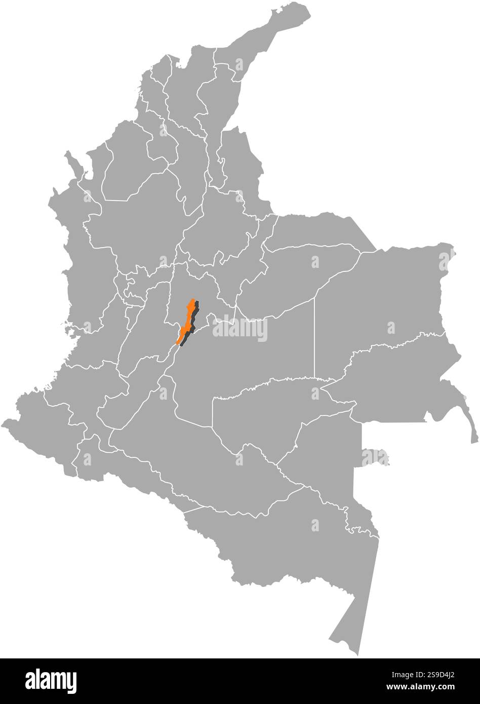 Map of Colombia with the provinces, Bogota is highlighted by orange ...
