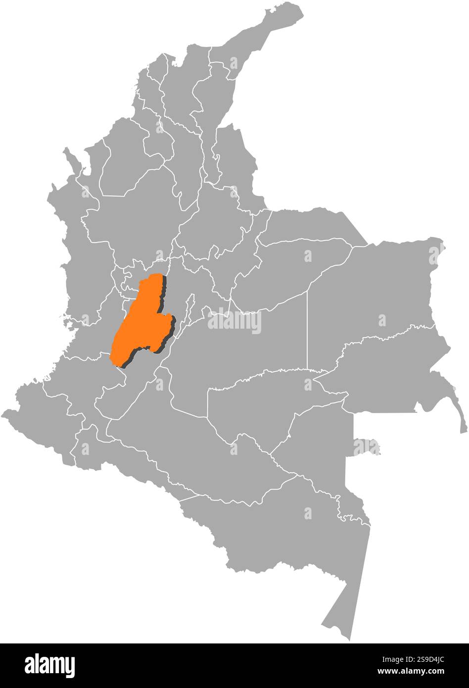 Map of Colombia with the provinces, Tolima is highlighted by orange ...