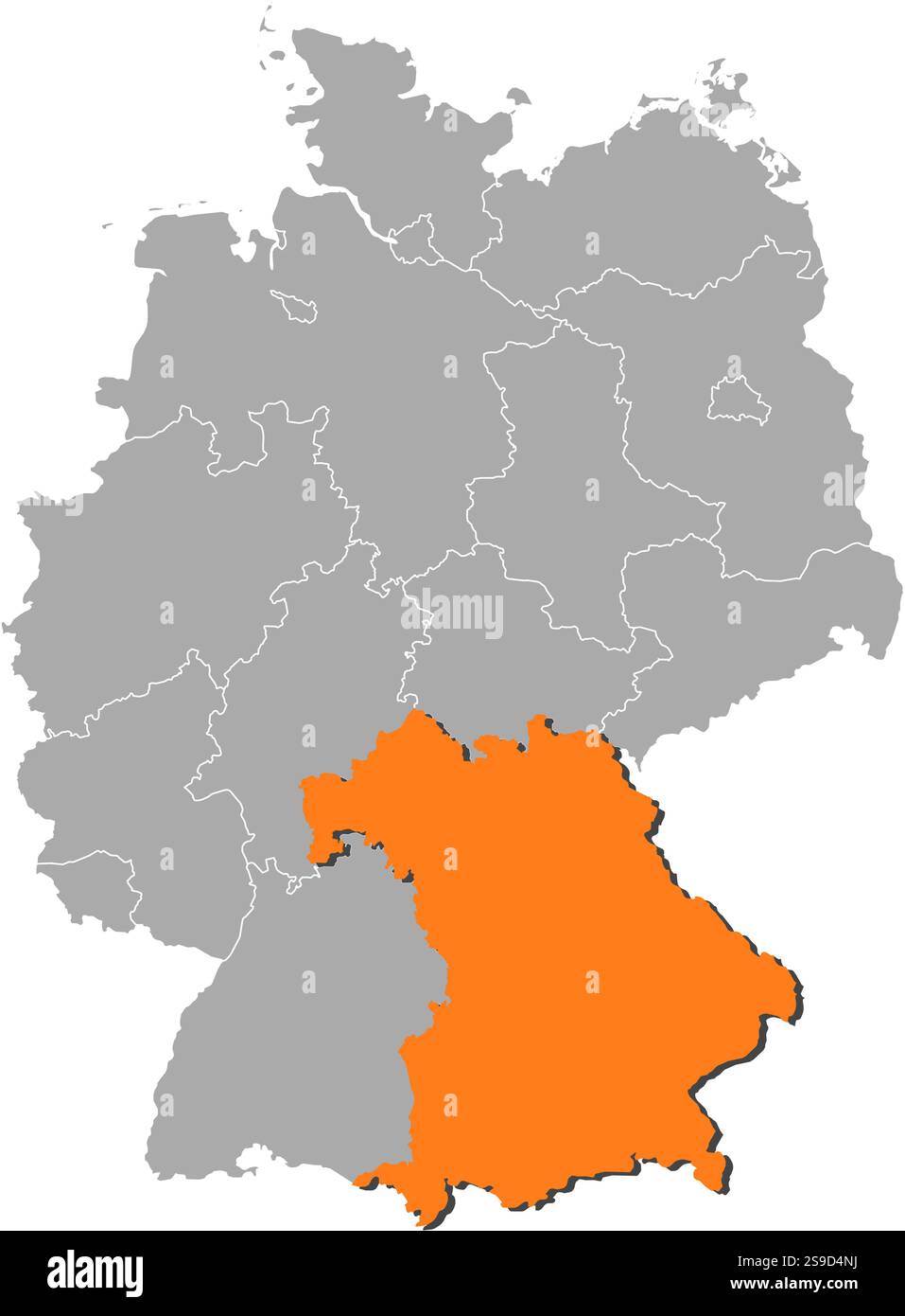 Map of Germany with the provinces, Bavaria is highlighted by orange Stock Vector Image & Art - Alamy