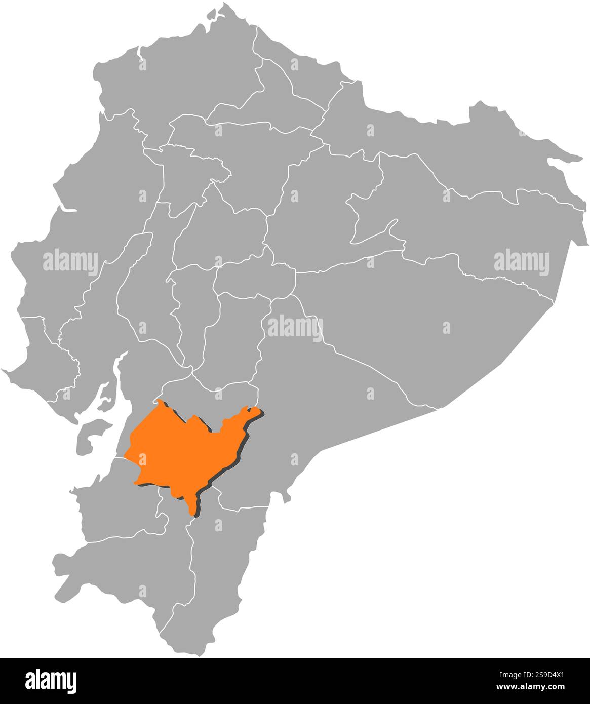 Map of Ecuador with the provinces, Azuay is highlighted by orange Stock ...