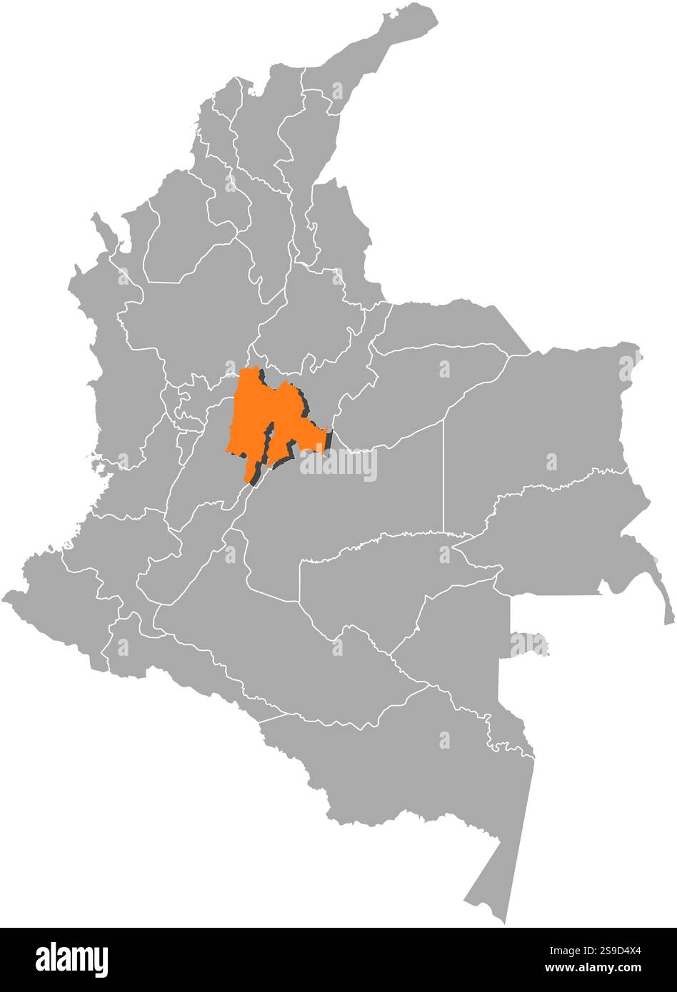 Map of Colombia with the provinces, Cundinamarca is highlighted by ...