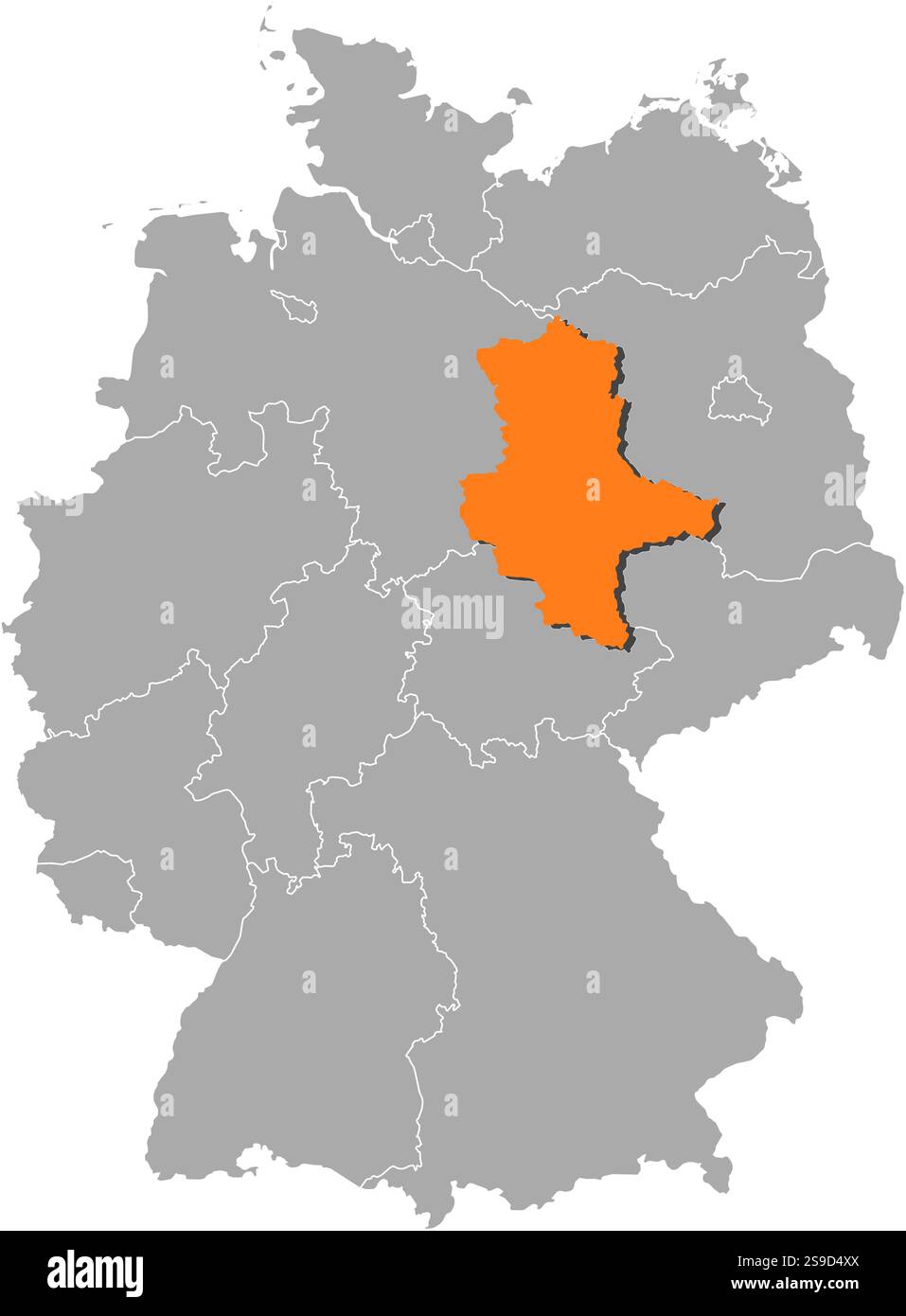 Map of Germany with the provinces, Saxony-Anhalt is highlighted by ...