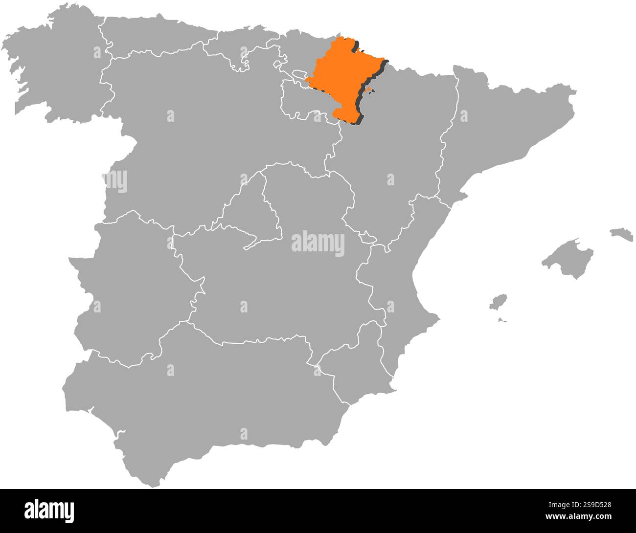 Map of Spain with the provinces, Navarre is highlighted by orange Stock Vector Image & Art - Alamy