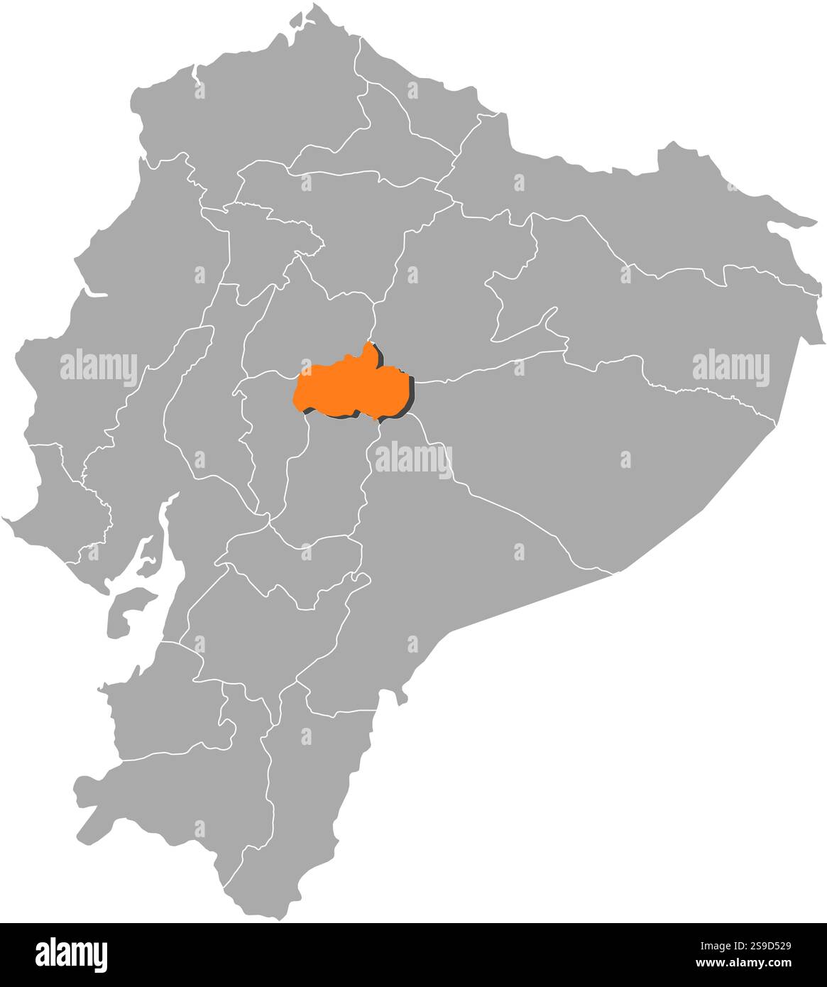 Map of Ecuador with the provinces, Napo is highlighted by orange Stock ...