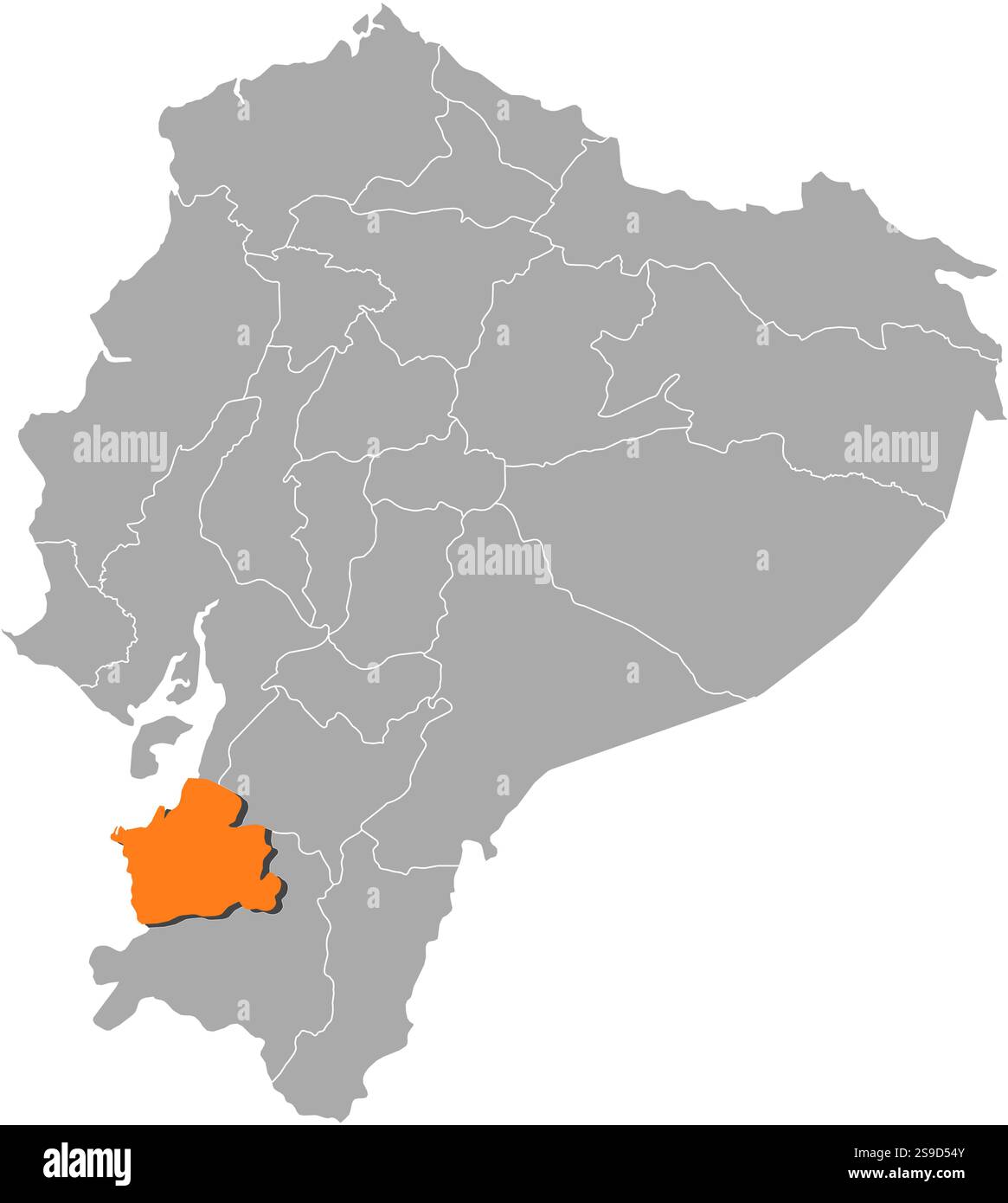 Map of Ecuador with the provinces, El Oro is highlighted by orange ...