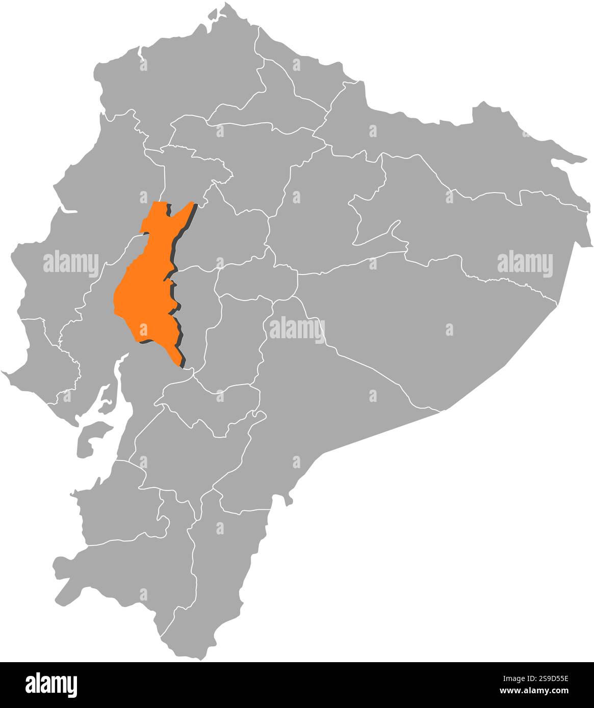 Map of Ecuador with the provinces, Los Rios is highlighted by orange ...