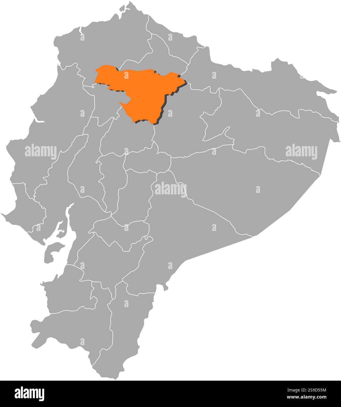 Map of Ecuador with the provinces, Pichincha is highlighted by orange ...