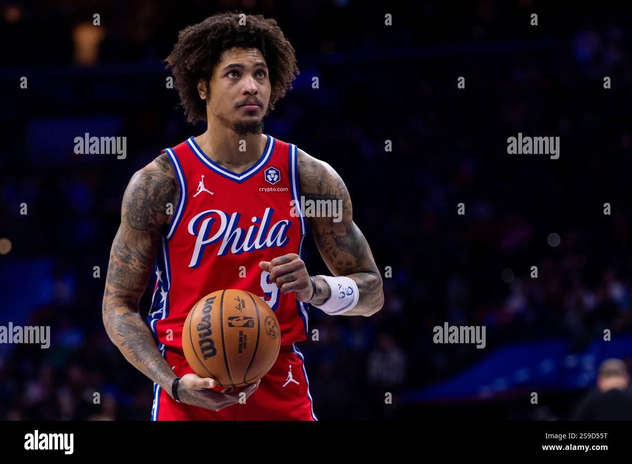 Philadelphia 76ers' Kelly Oubre Jr. looks on during the NBA basketball ...