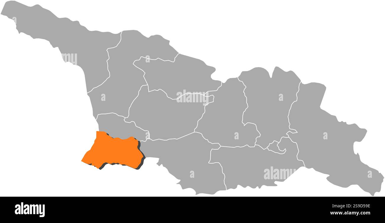 Map of Georgia with the provinces, Adjara is highlighted by orange ...