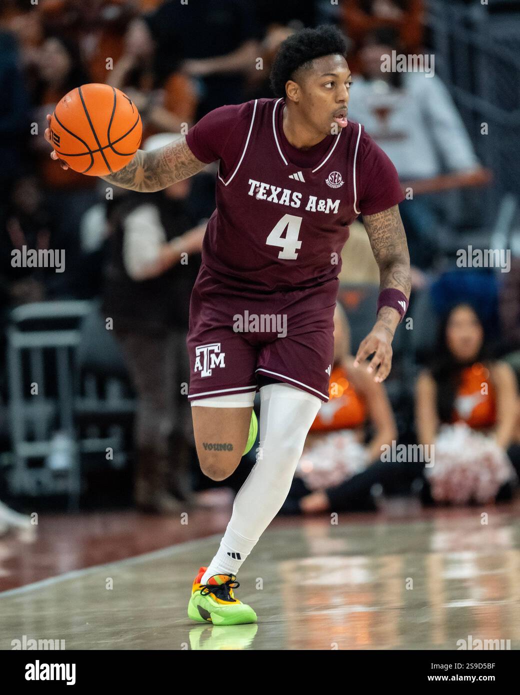 Jan 25, 2025. Wade Taylor IV (4) of the Texas A&M Aggies in action vs ...