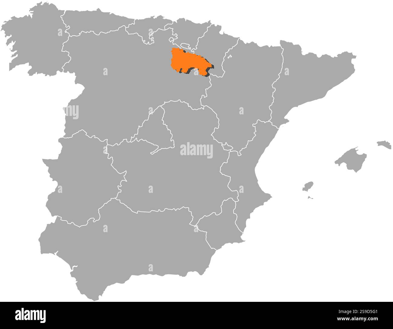 Map of Spain with the provinces, La Rioja is highlighted by orange ...