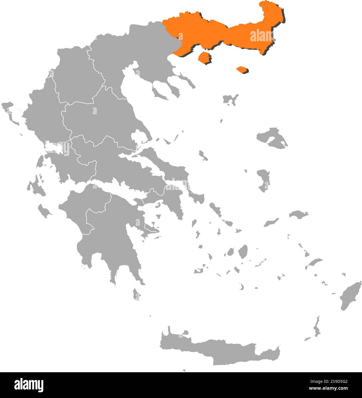 Map of Greece with the provinces, East Macedonia and Thrace is ...