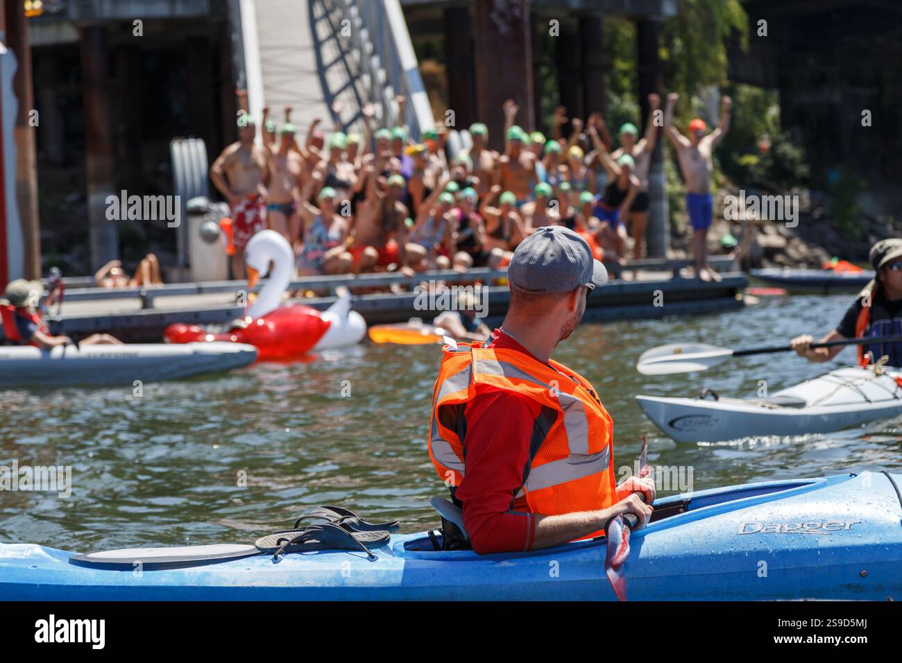 The River Huggers swim across the Willamette River for the The Float 7 ...