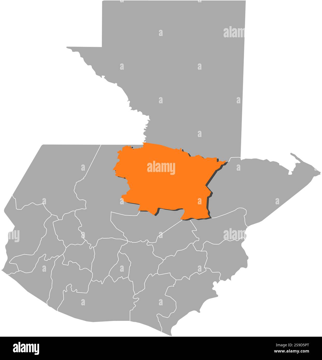Map of Guatemala with the provinces, Alta Verapaz is highlighted by ...