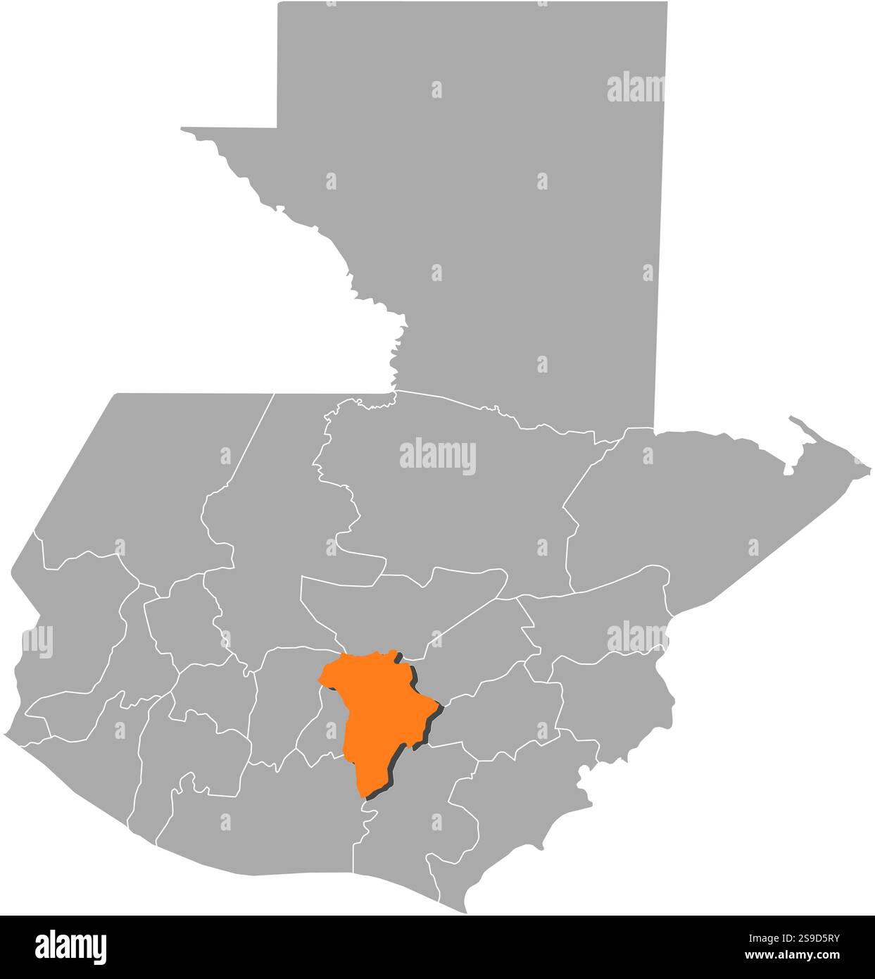 Map of Guatemala with the provinces, Guatemala is highlighted by orange ...