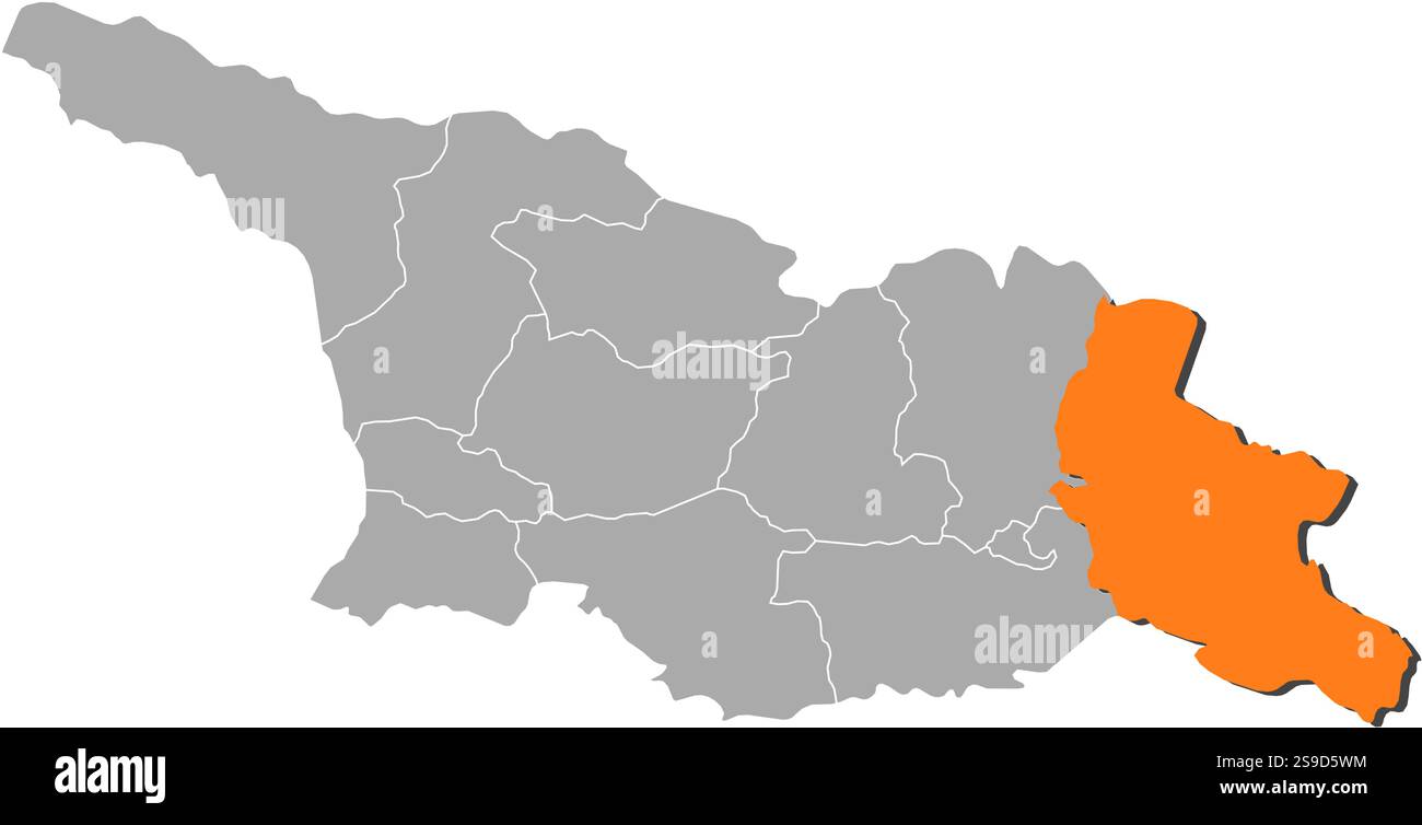 Map of Georgia with the provinces, Kakheti is highlighted by orange ...