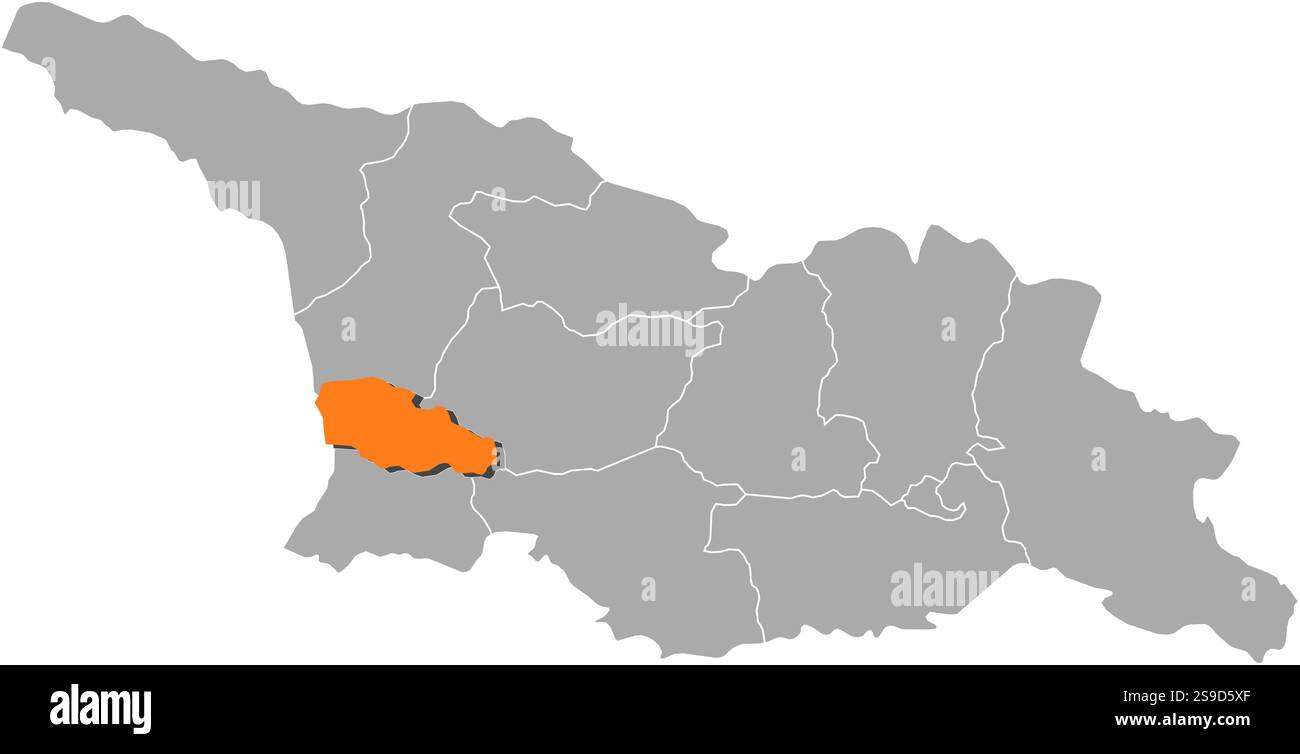 Map of Georgia with the provinces, Guria is highlighted by orange Stock ...