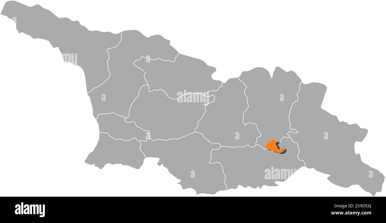 Map of Georgia with the provinces, Tbilisi is highlighted by orange ...