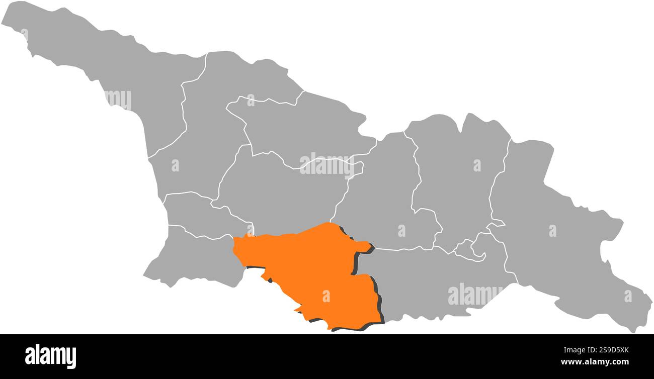 Map of Georgia with the provinces, Samtskhe-Javakheti is highlighted by orange Stock Vector ...