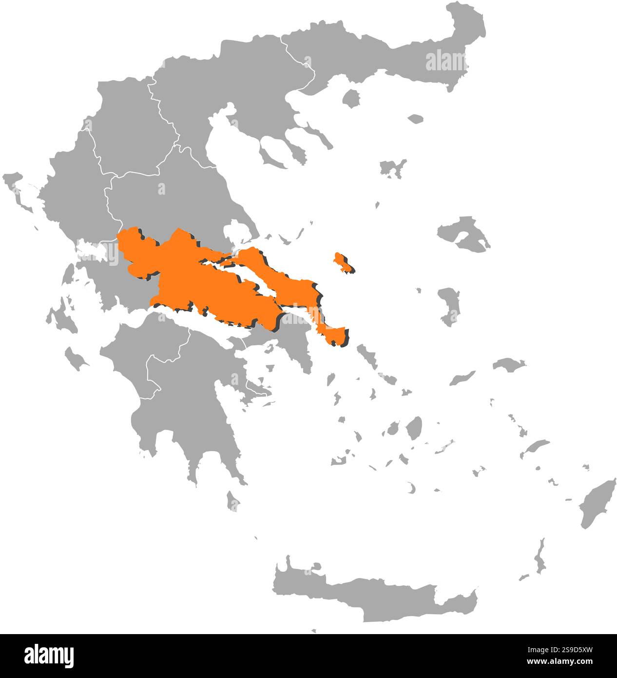 Map of Greece with the provinces, Central Greece is highlighted by ...