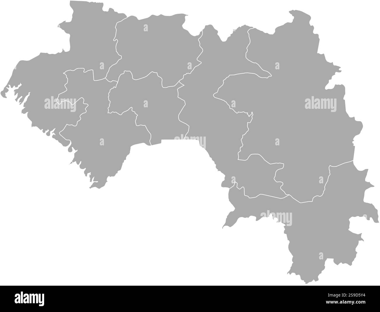 Map of Guinea with the provinces Stock Vector Image & Art - Alamy