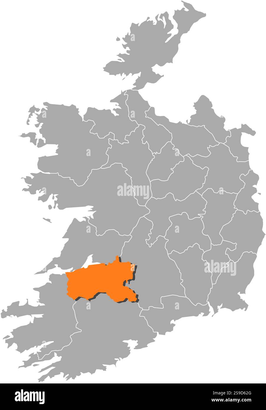 Map of Ireland with the provinces, Limerick is highlighted by orange ...