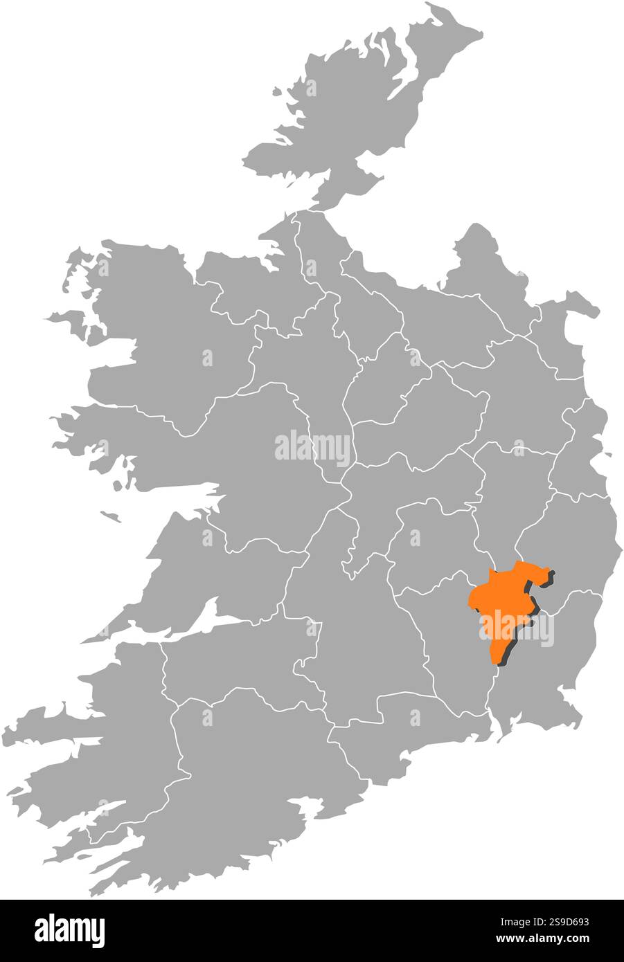 Map of Ireland with the provinces, Carlow is highlighted by orange ...