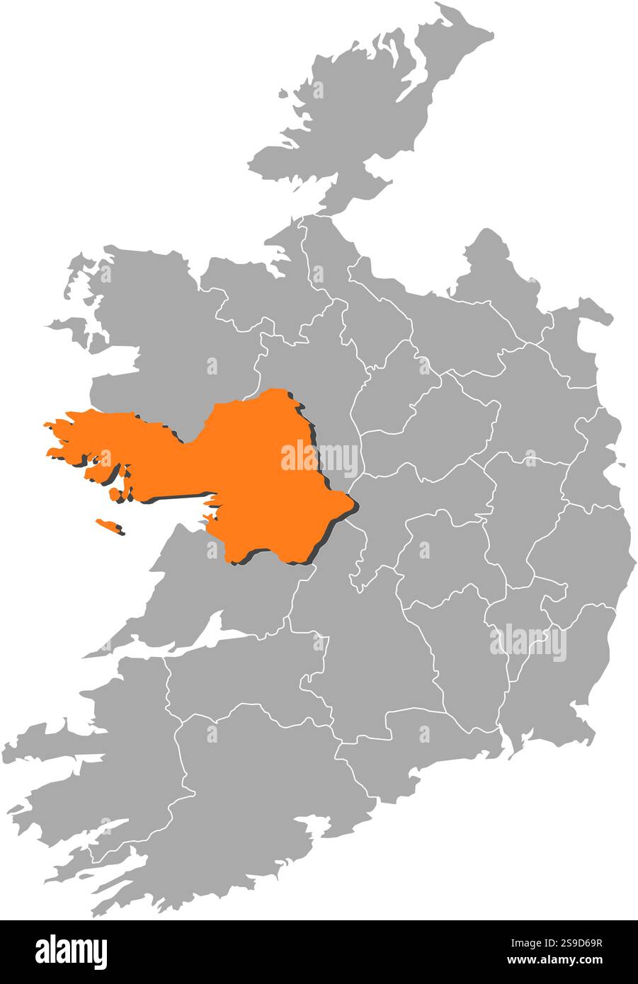 Map of Ireland with the provinces, Galway is highlighted by orange ...