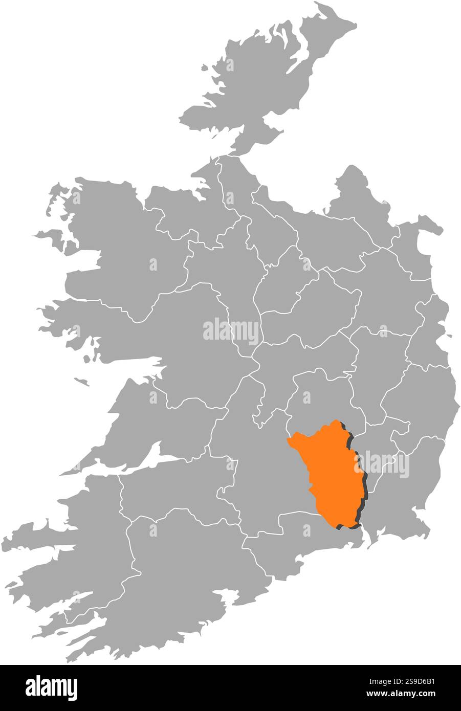 Map of Ireland with the provinces, Kilkenny is highlighted by orange ...