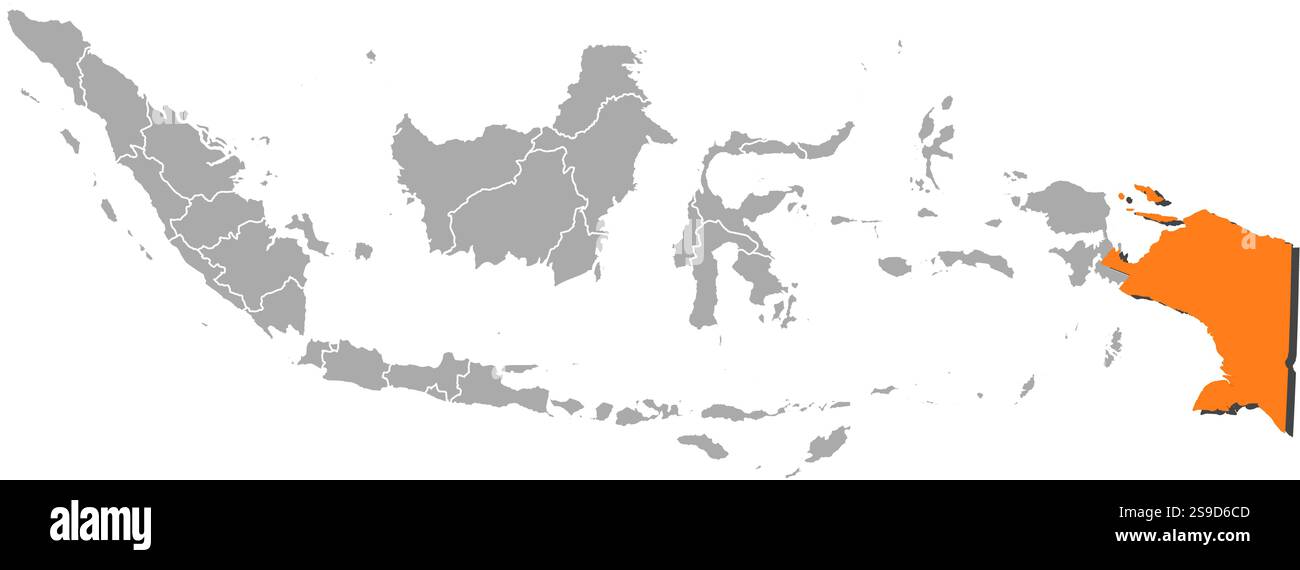Map of Indonesia with the provinces, Papua is highlighted by orange ...