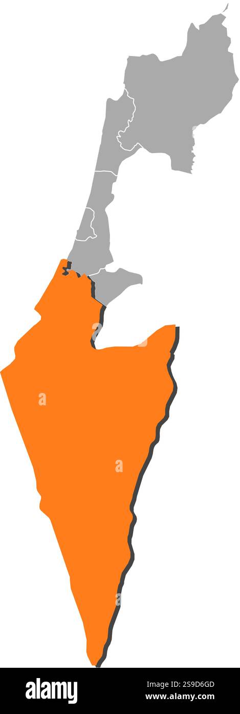 Map of Israel with the provinces, Kujalleq is highlighted by orange ...