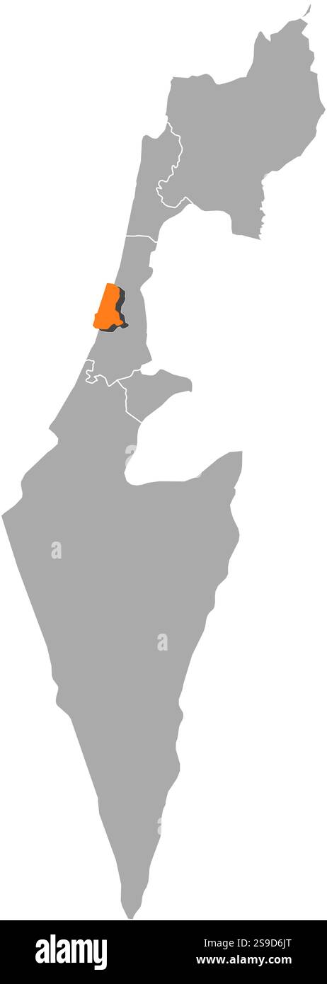 Map of Israel with the provinces, Tel Aviv is highlighted by orange ...
