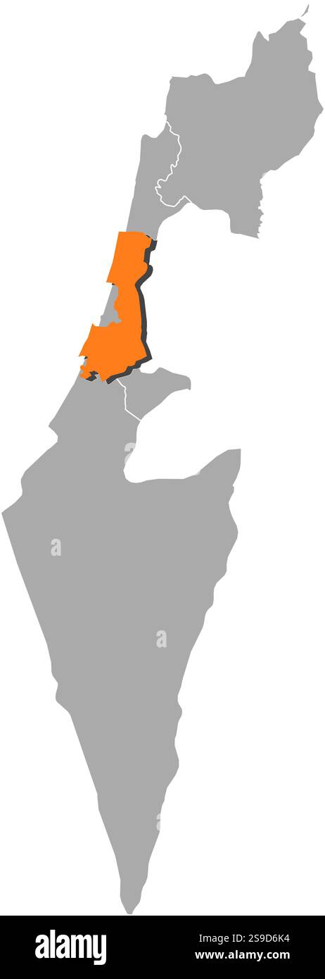 Map of Israel with the provinces, Central District is highlighted by ...