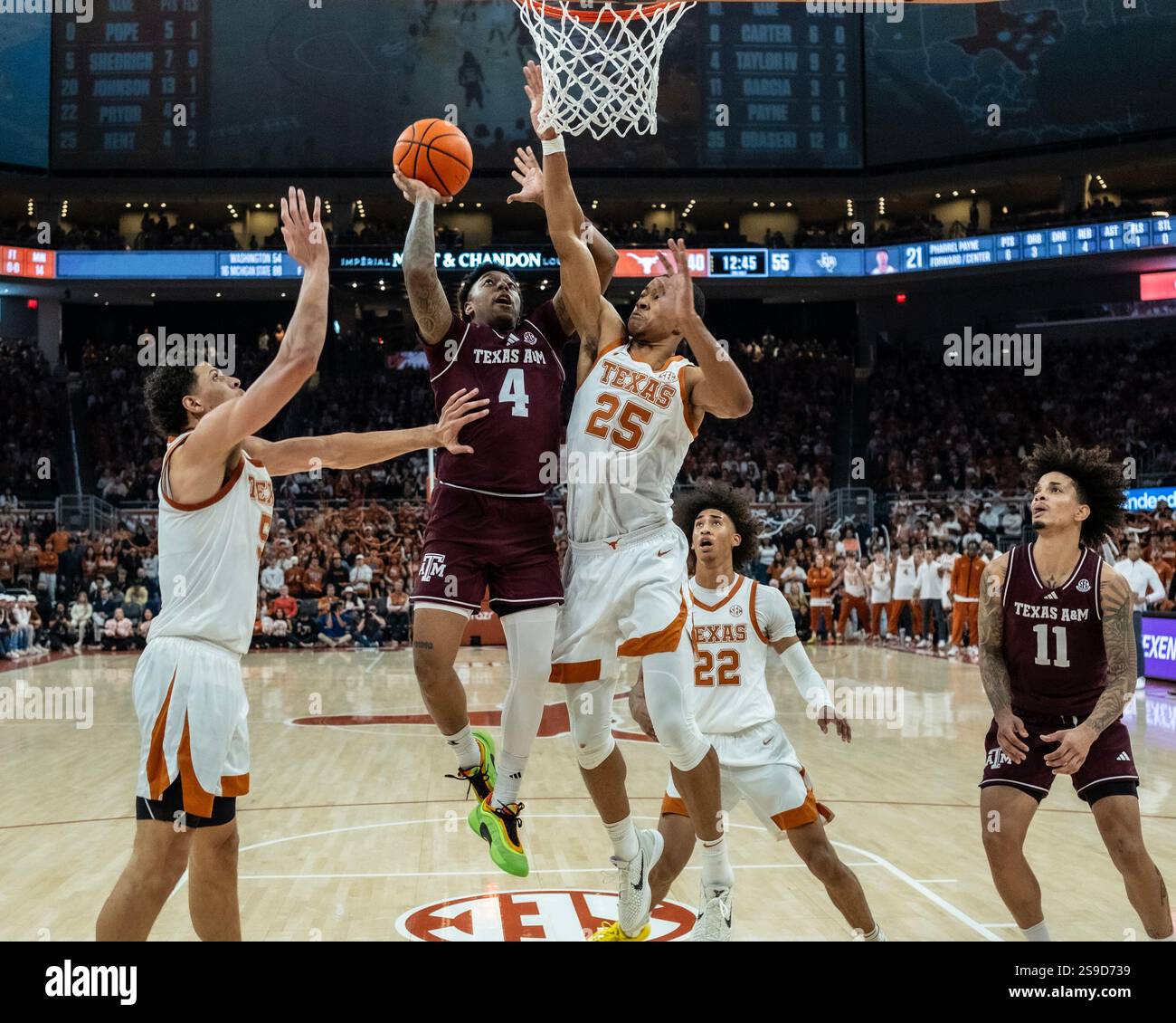 Jan 25, 2025. Wade Taylor IV (4) of the Texas A&M Aggies in action vs ...