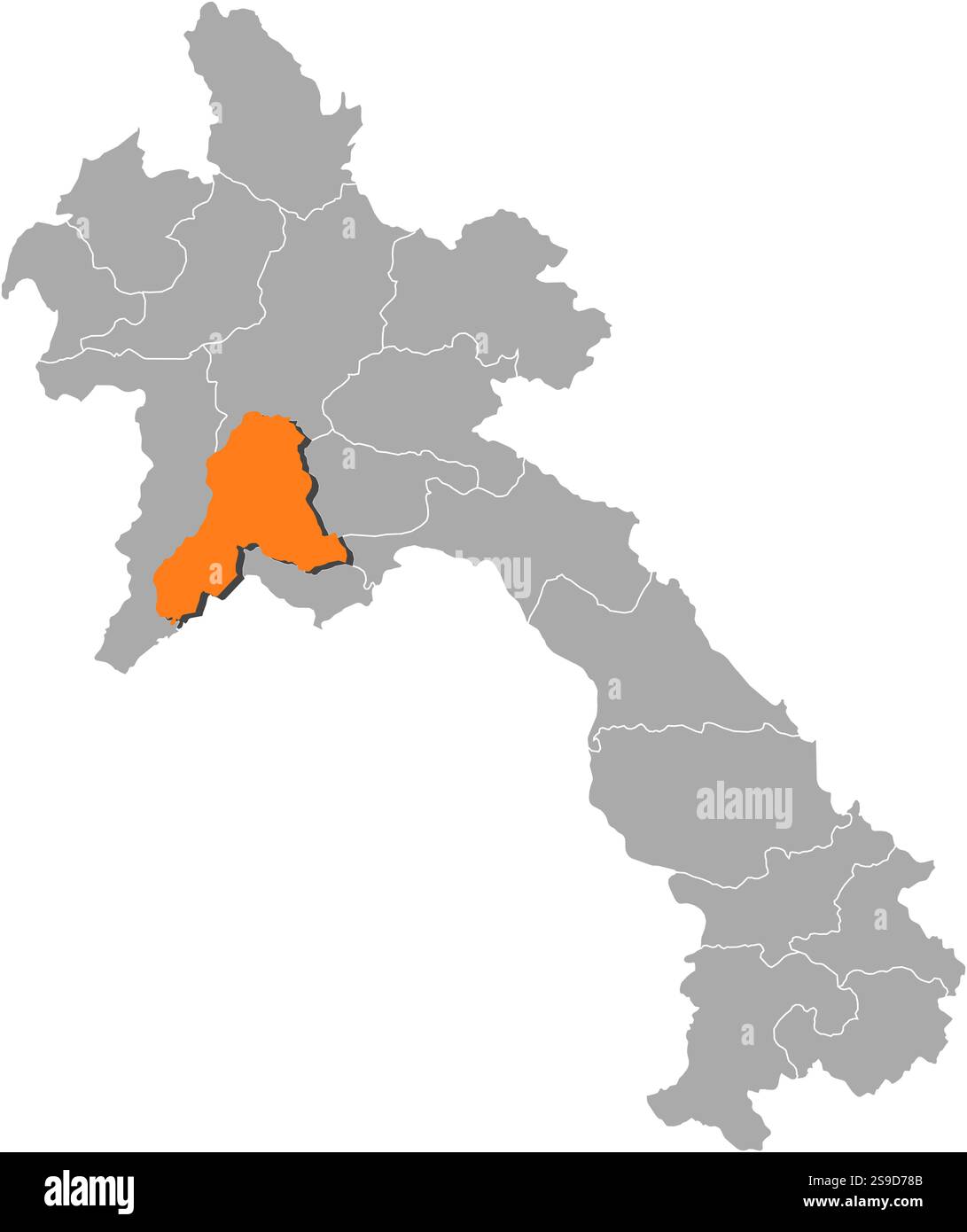 Map of Laos with the provinces, Vientiane Province is highlighted by orange Stock Vector Image ...