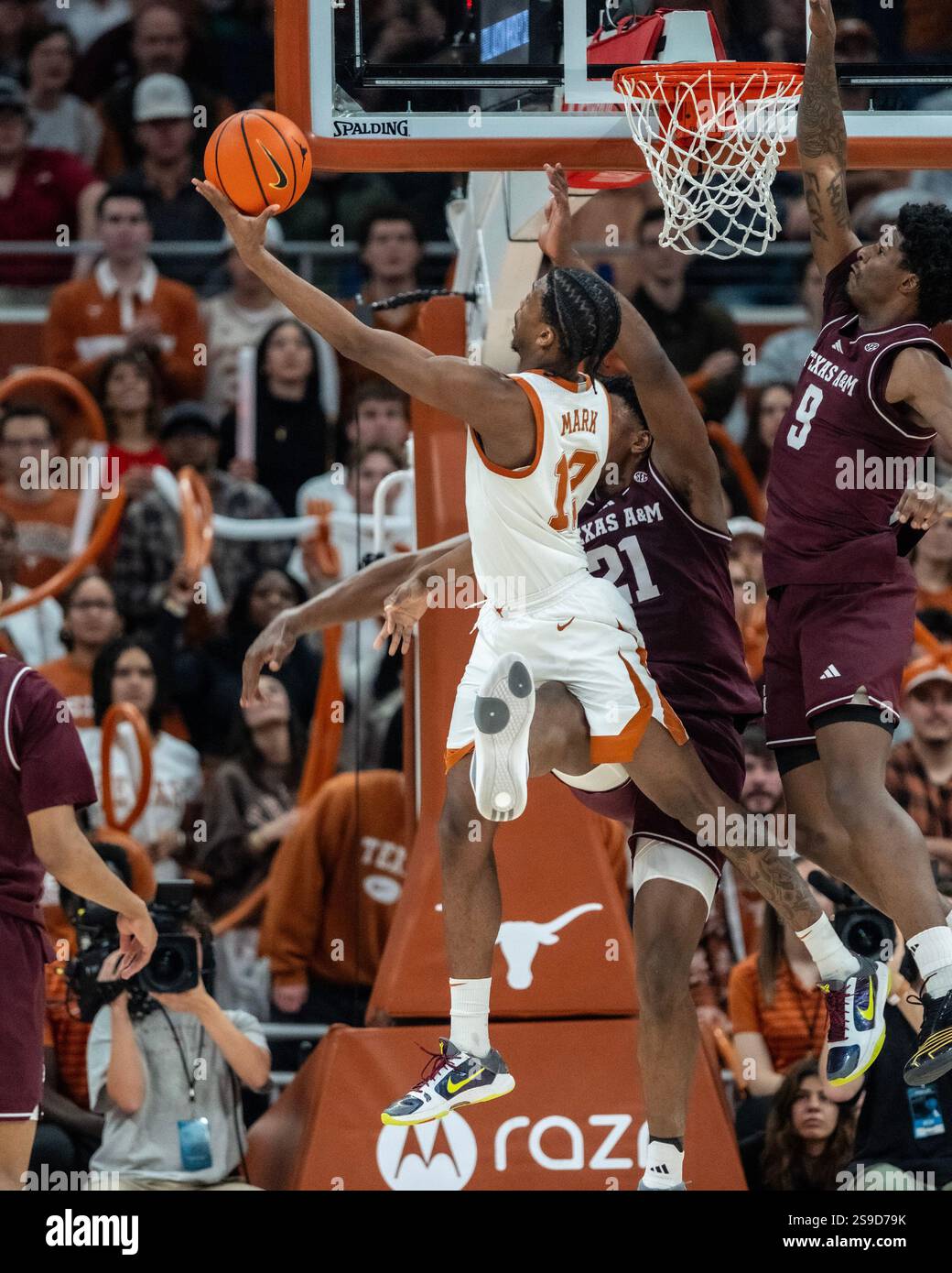 Jan 25, 2025. Tramon Mark (12) of the Texas Longhorns in action vs the ...