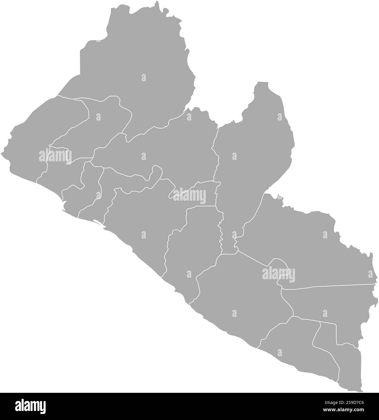 Map of Liberia with the provinces Stock Vector Image & Art - Alamy