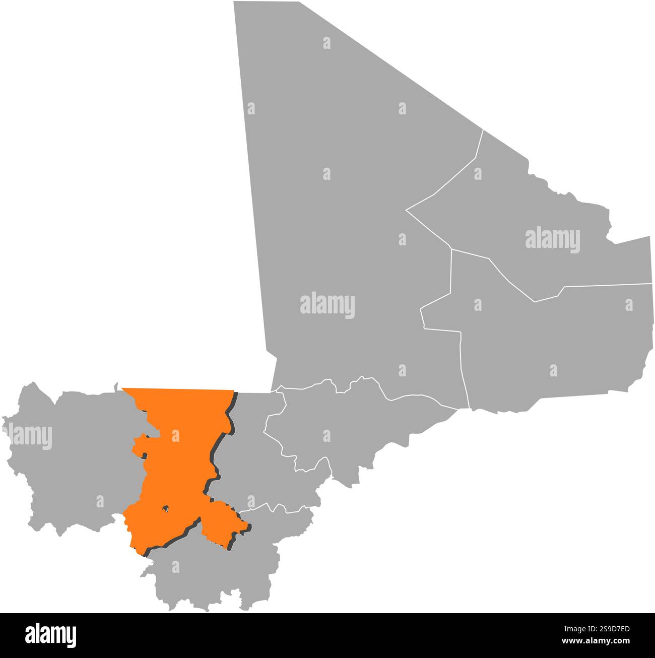 Map of Mali with the provinces, Koulikoro is highlighted by orange ...