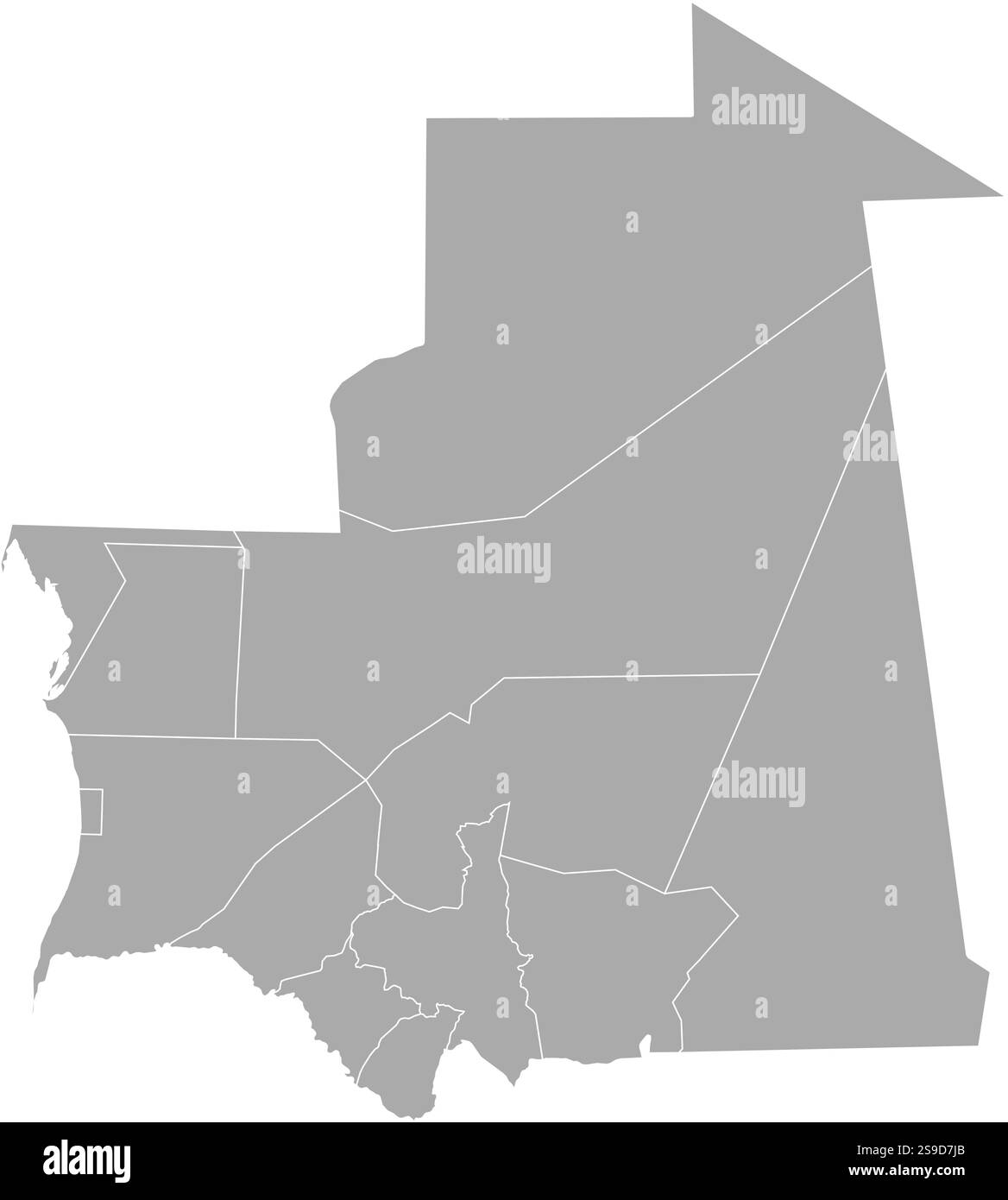 Map of Mauritania with the provinces Stock Vector Image & Art - Alamy