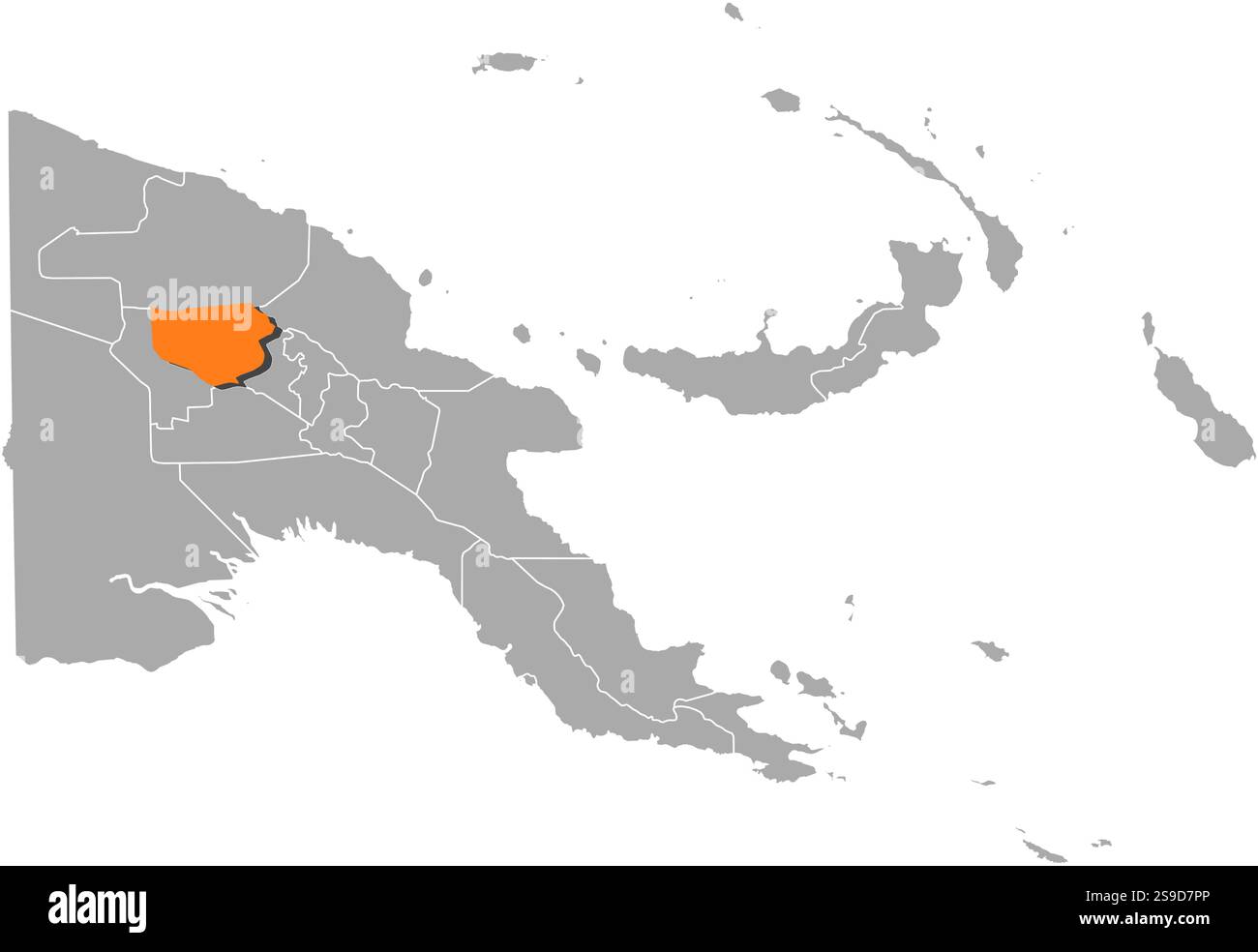 Map of Papua New Guinea with the provinces, Enga is highlighted by ...